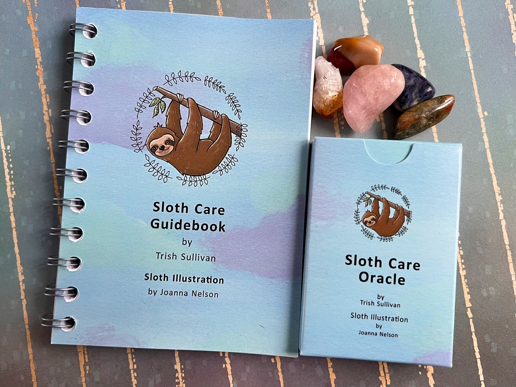 Sloth Care gift set: deck, guidebook & crystal pack – Lunar Mindfulness
